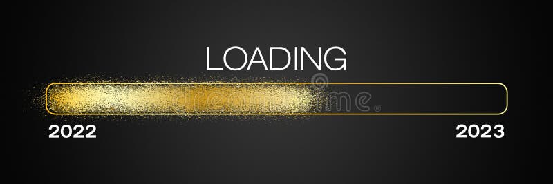 Illustration of a Loading Bar in Gold with the Message Loading 2023 ...