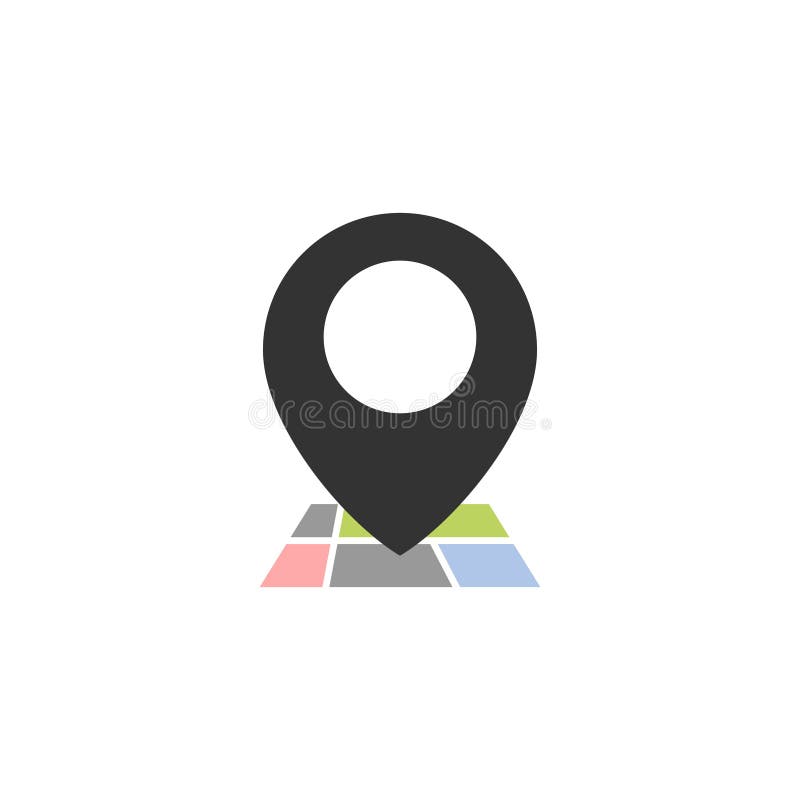 An Illustration of a Location Icon with a Map in the Bottom. Vector ...