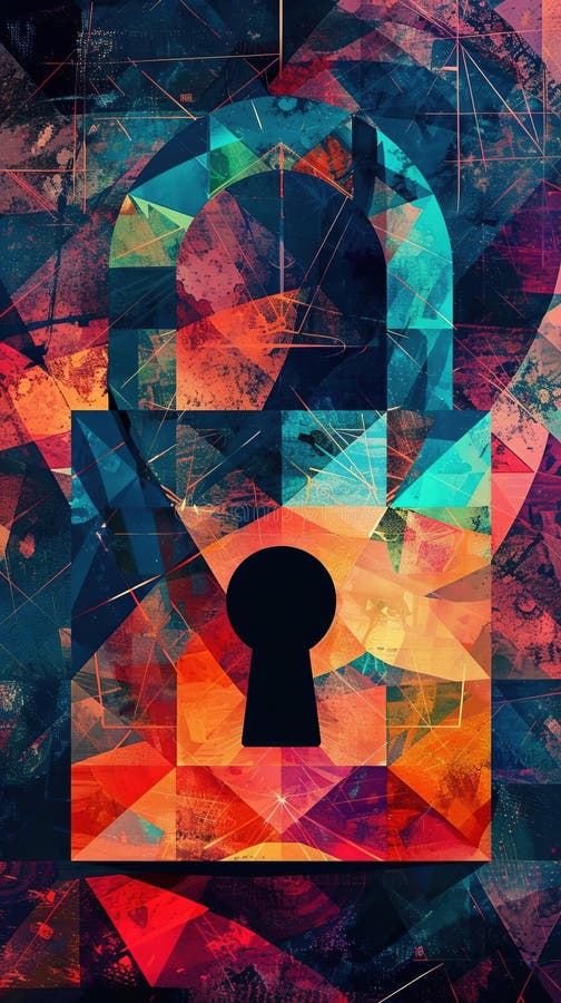 Illustration of a Lock Symbolizing Risk Management with Colorful ...