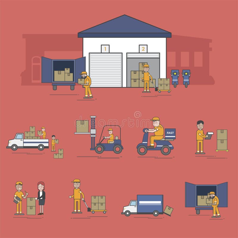 Illustration of Logistics Service Vector Set Stock Illustration ...