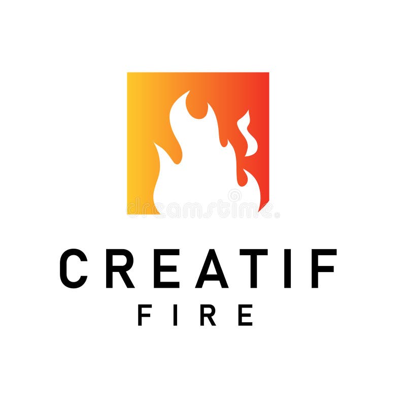 Illustration Logo with Creative Fire Symbol, in a Rectangular Shape ...