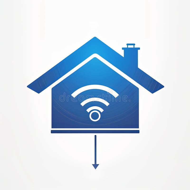 Illustration of a Logo Depicting a Smart Home Icon with Wireless ...