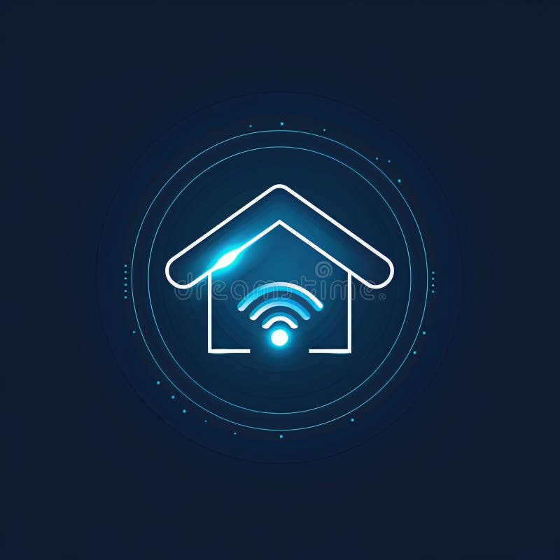 Illustration of a Logo Depicting a Smart Home Icon with Wireless ...