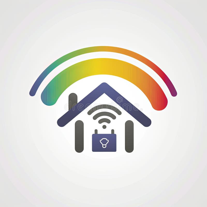Illustration of a Logo Depicting a Smart Home Icon with Wireless ...