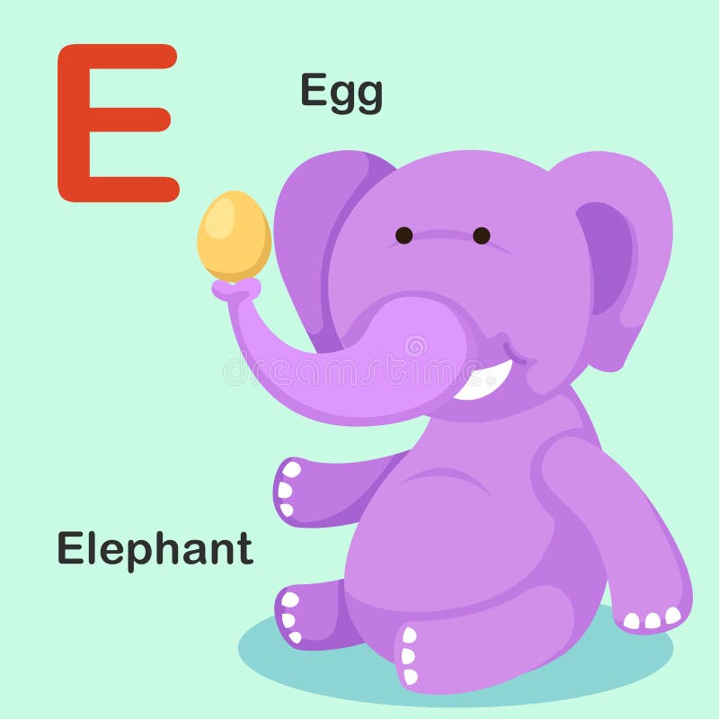 Illustration Lokalisiertes Tieralphabet-Buchstabe-E-Ei, Elefant Vektor ...