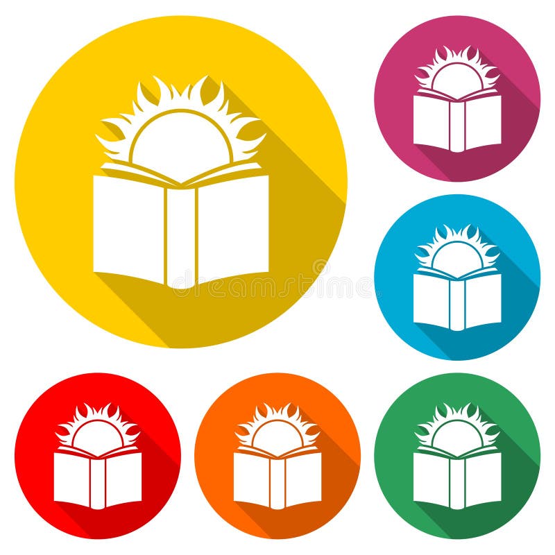 Bright Sun in an Open Book for Logo Design Illustration Stock ...