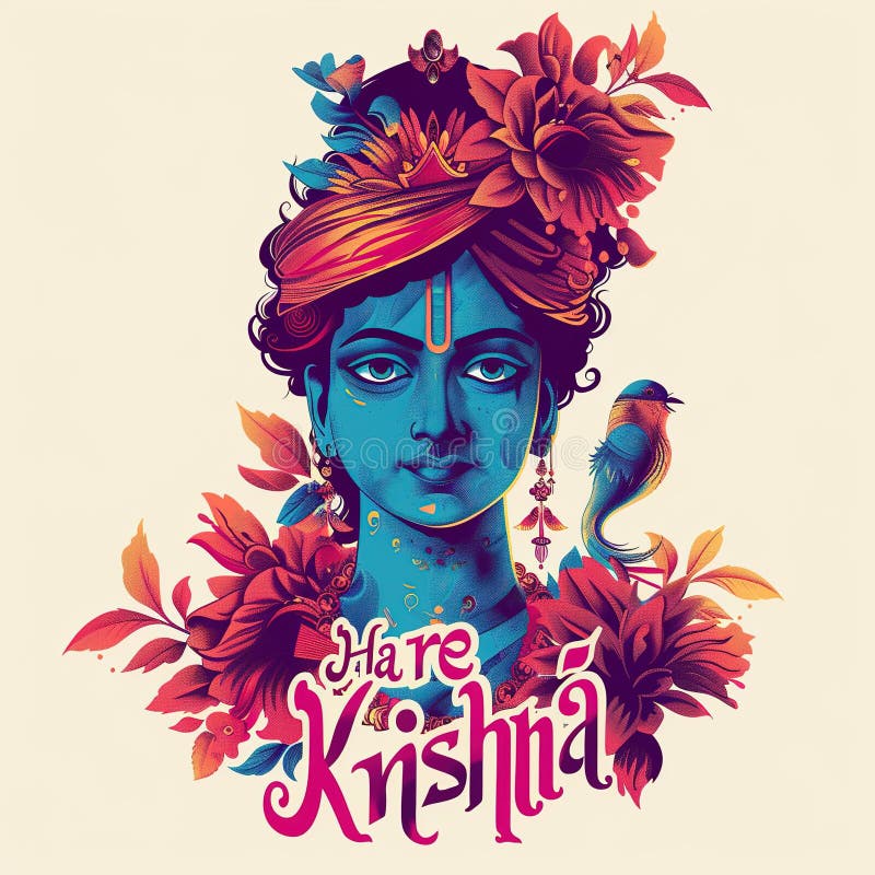 Illustration of a Krishna Flute with Peacock Feather on a Solid ...