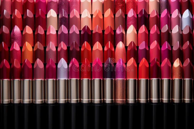 Illustration of a Lot of Different Colored Lipsticks in Rows Stock ...