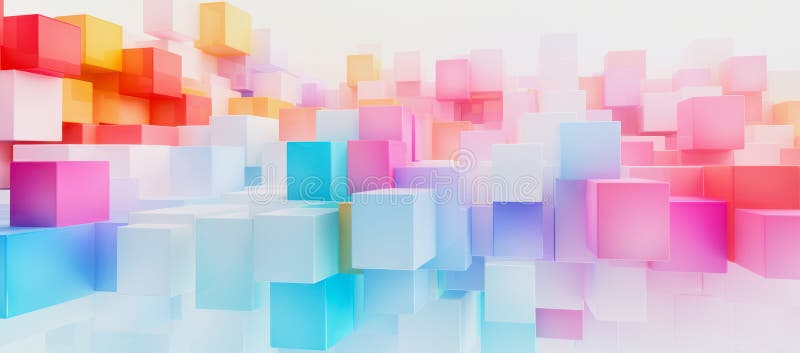 Illustration with a Lot of Different Pastel Colored Squares in 3d Look ...