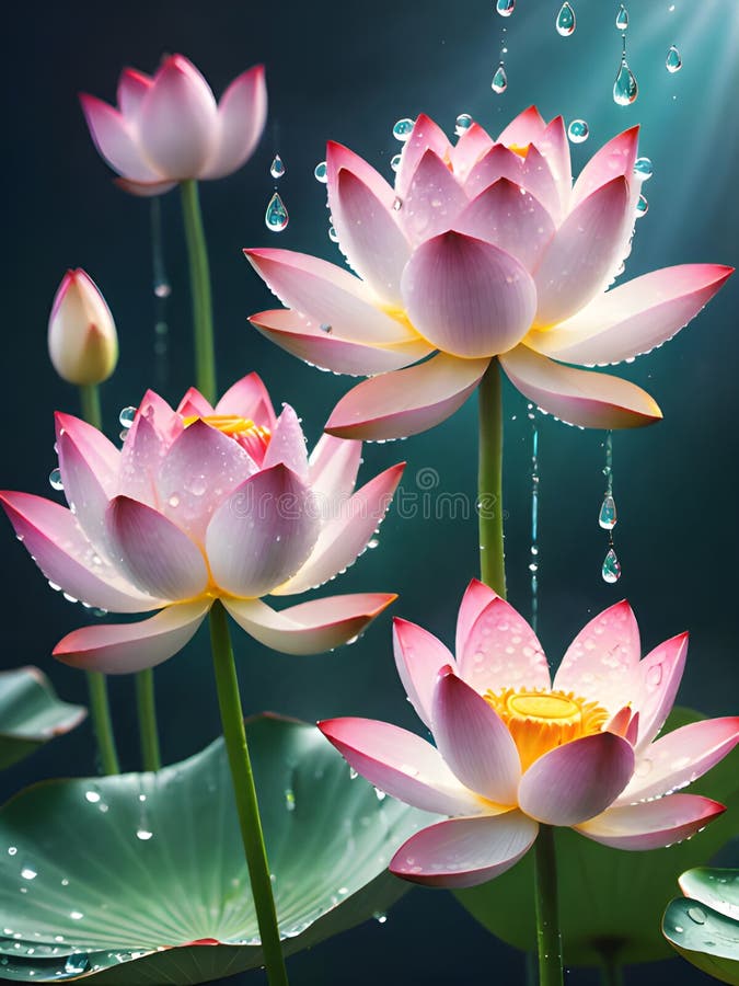 Illustration of Lotus Flower with Water Stock Illustration ...