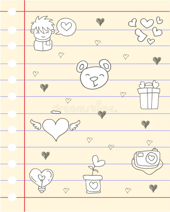 Illustration of Love Theme Paper with Hand Draw Stock Vector ...