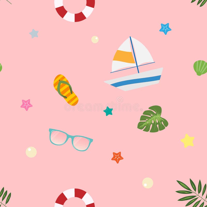 Illustration of Lovely Tropical Summer, Background Pattern Seamless ...