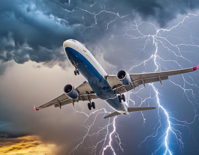 Illustration of Low Angle of Dramatic View of Airplane Flying in Dark ...
