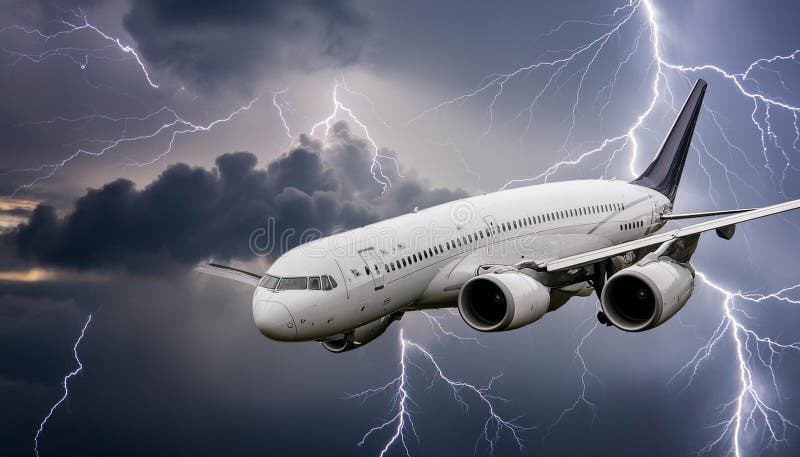 Illustration of Low Angle of Dramatic View of Airplane Flying in Dark ...