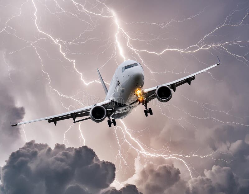 Illustration of Low Angle of Dramatic View of Airplane Flying in Dark ...