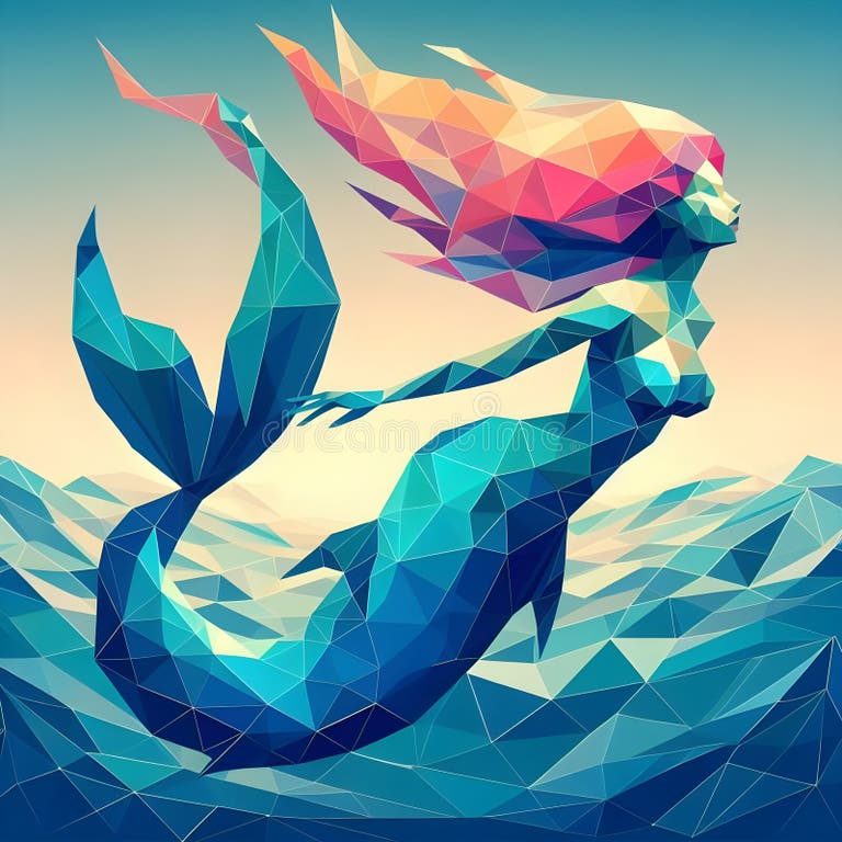 Low Poly Mermaid Triangle Myt Bundle Stock Illustration - Illustration of decor, funny: 314225062