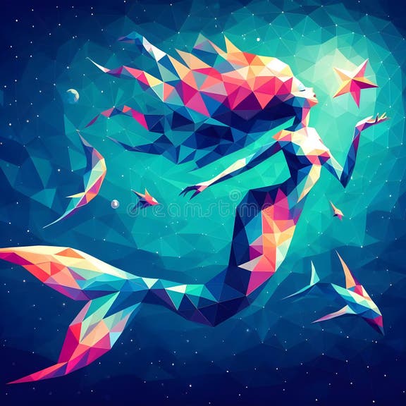 Low Poly Mermaid Triangle Myth Creature Stock Illustration ...