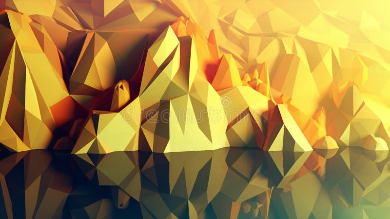 Low Poly Yellow Pattern, Digital Illustration Artwork, Abstract ...