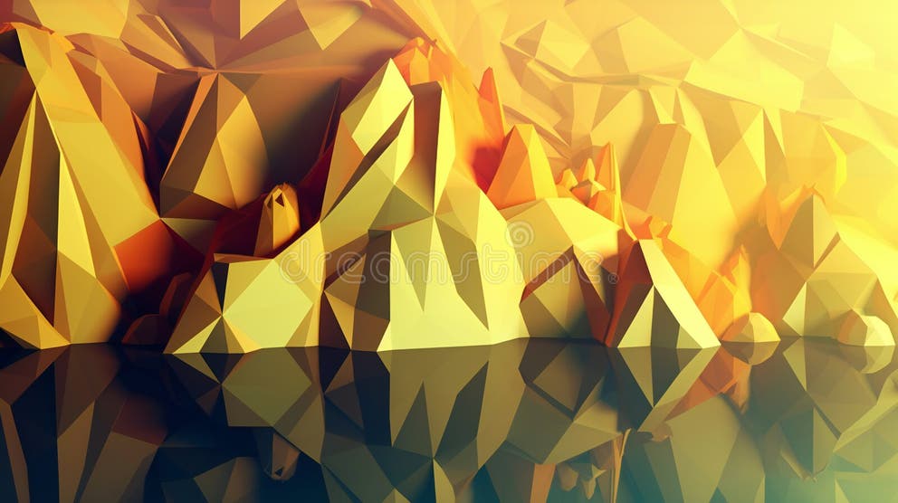 Low Poly Yellow Pattern, Digital Illustration Artwork, Abstract ...