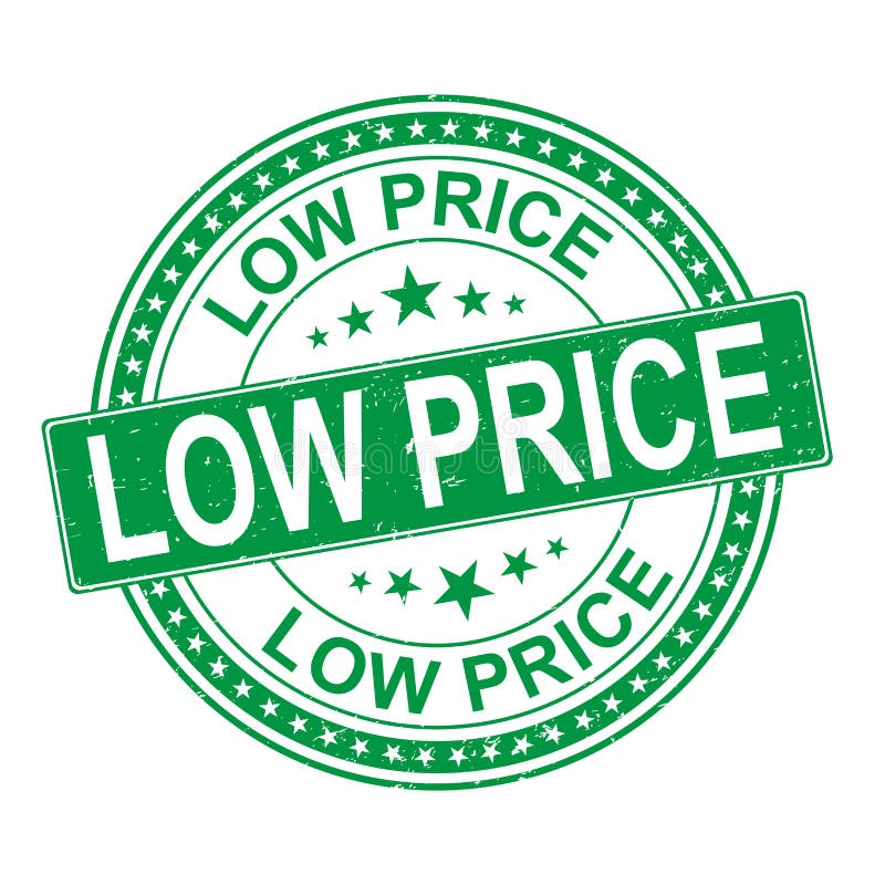 Green Illustration of Low Price Black Stamp Design Icon Stock Vector ...