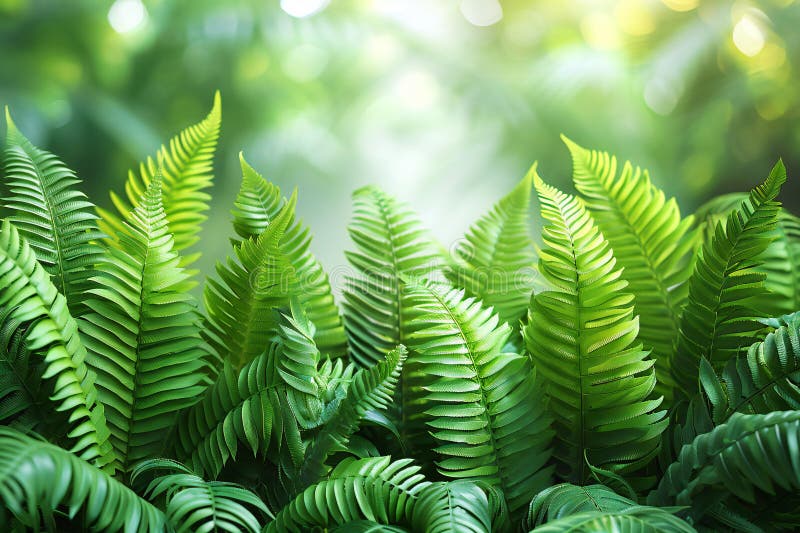 A Lush Green Fern Background, Featuring Various Types of Leaves and ...