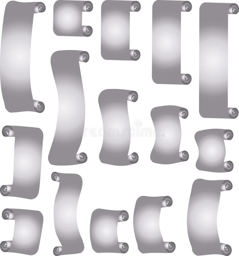 Illustration of Luxurious Silver Scroll Set Stock Vector - Illustration ...