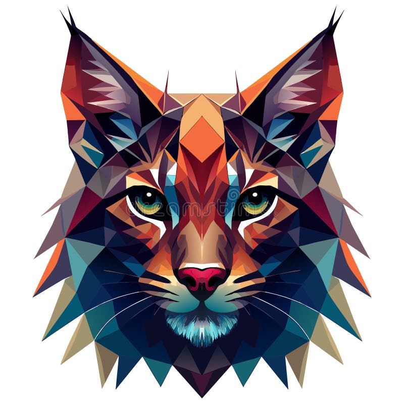 Illustration of a Lynx Head in Geometric Style. Stock Vector ...