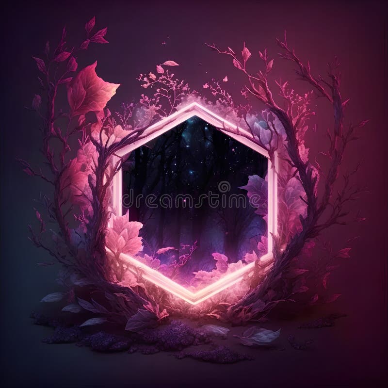 Magic Tree in the Night Sky with Stars and Nebula. Vector Illustration ...