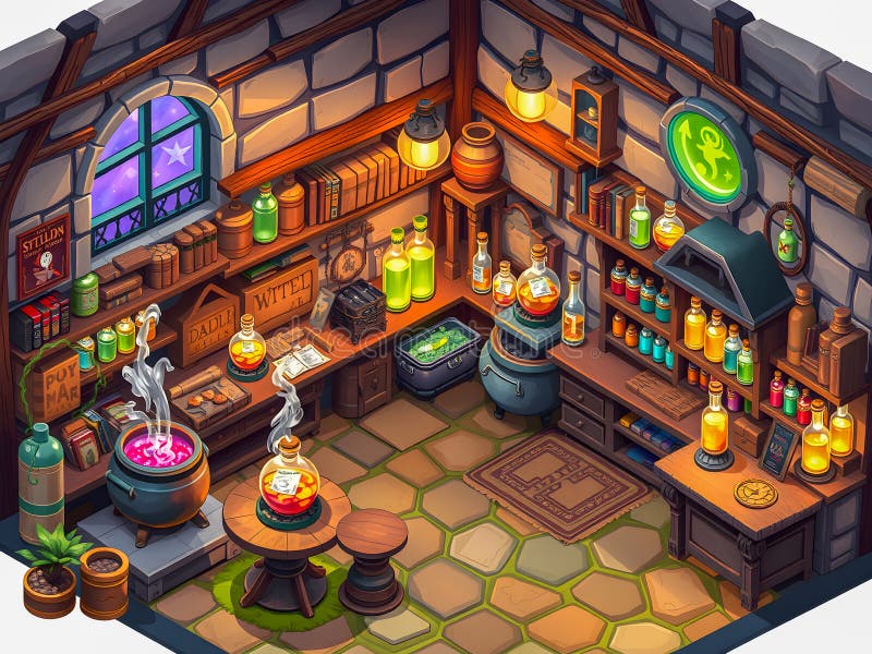 Illustration of Magic Potion in a Witch S Room. 3d Rendering Stock ...