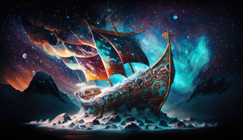 Illustration Magic Ship. Generative Ai. Stock Illustration ...