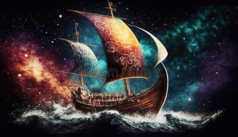 Illustration Magic Ship. Generative Ai. Stock Illustration ...