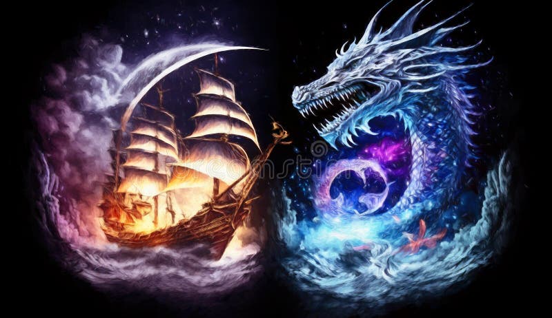 Illustration Magic Ship. Generative Ai. Stock Illustration ...