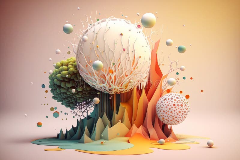 Illustration of Magic Tree with Many Spheres. AI Generated Stock ...