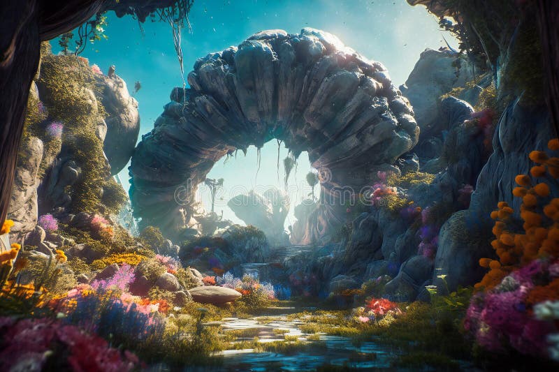 Enchanted Garden in the Spring. AI Generated. Stock Illustration ...