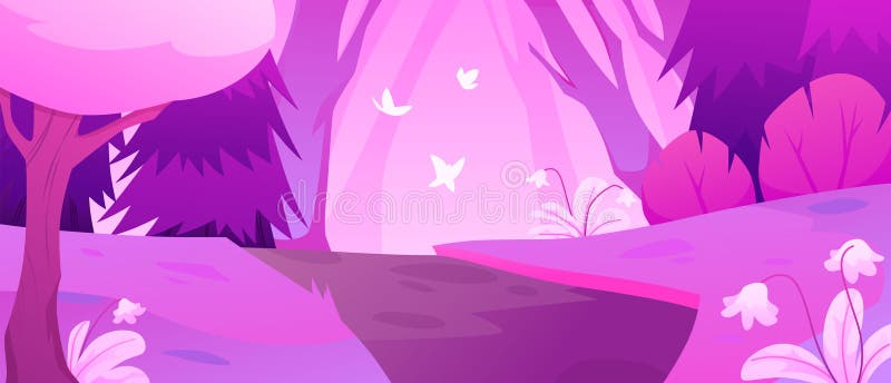 Illustration of a Magical Forest in Pink Tones for Using the Game ...