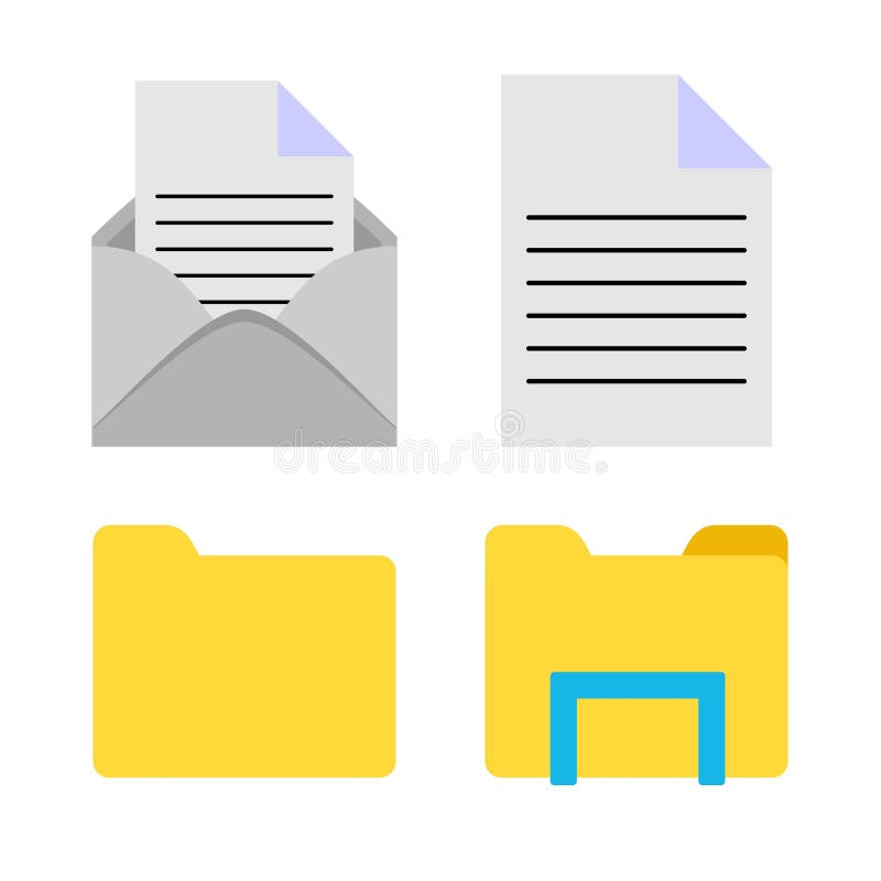 Illustration of Mail and Folder Icon Stock Illustration - Illustration ...