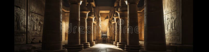 Illustration, Majestic Egyptian Temple with Columns, Website Header, Ai ...