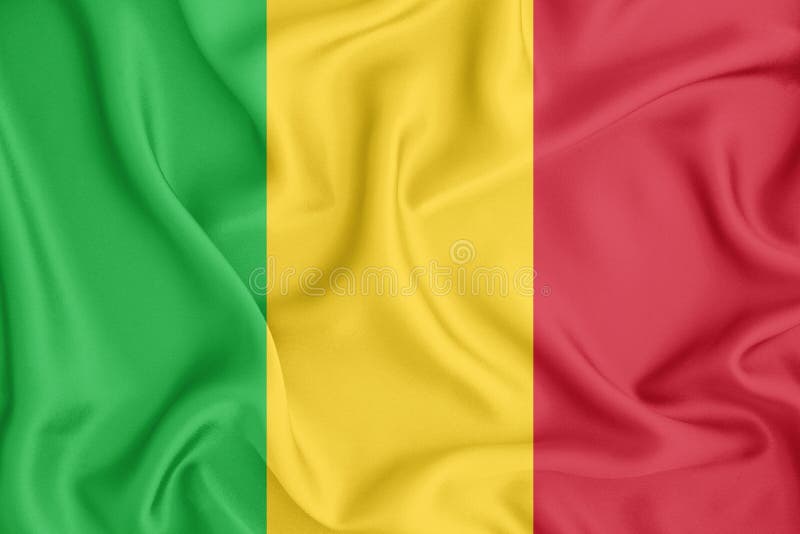 Mali Flag in 3D, Broad Format, Flowing with the Breeze. Three ...