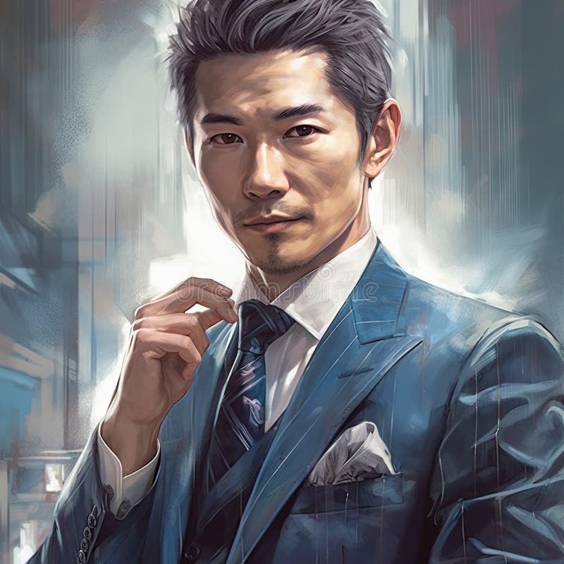 Illustration of a Man and Abstract Art, AI Generated Stock Illustration ...