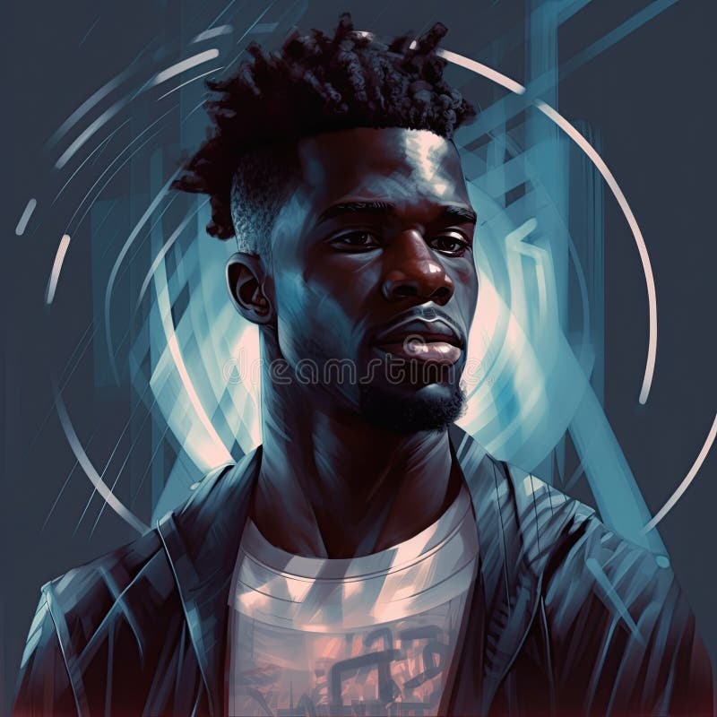 Illustration of a Man and Abstract Art, AI Generated Stock Illustration ...