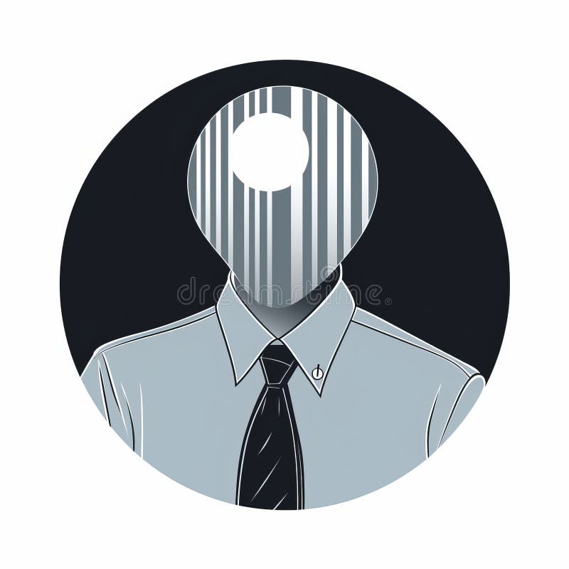 An Illustration of a Man with a Barcode on His Head Stock Illustration ...