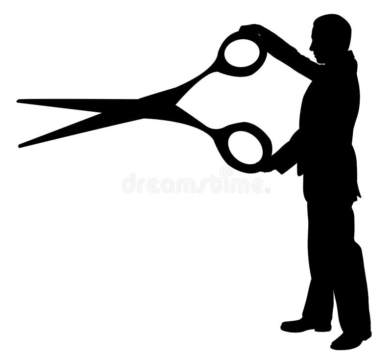 Illustration of Man with Big Scissors Stock Vector - Illustration of ...