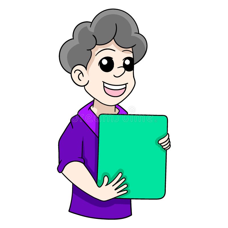 Illustration of a Man Carrying a Blank Board for a Message Text ...
