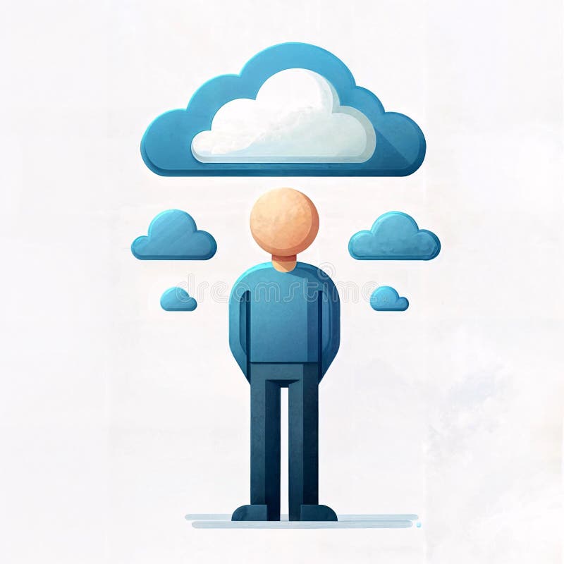 Illustration of Man with Clouds Over His Head Stock Illustration ...