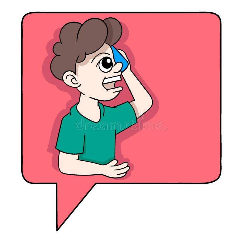 Illustration of a Man Communicating on the Phone with a Happy Face ...