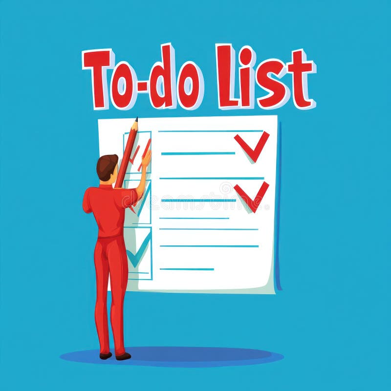 Illustration of Man Completing To Do List Stock Illustration ...