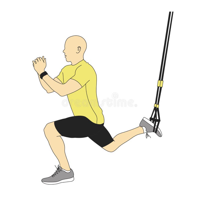 Illustration of Man Doing TRX Suspended Lunge with Ropes Isolated on ...