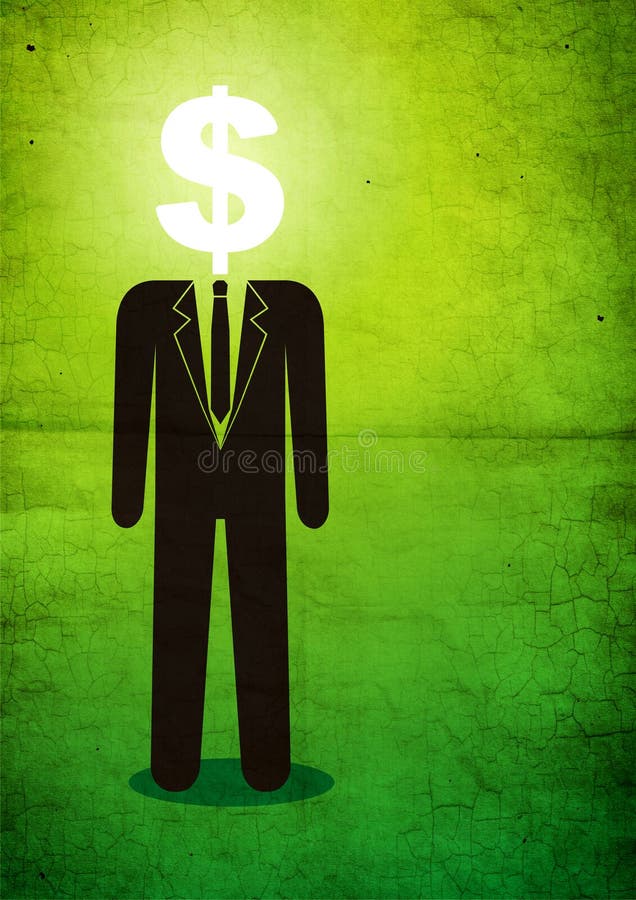 Business Man - Black Suit Man Head Dollar Sign and Money Vector Design ...