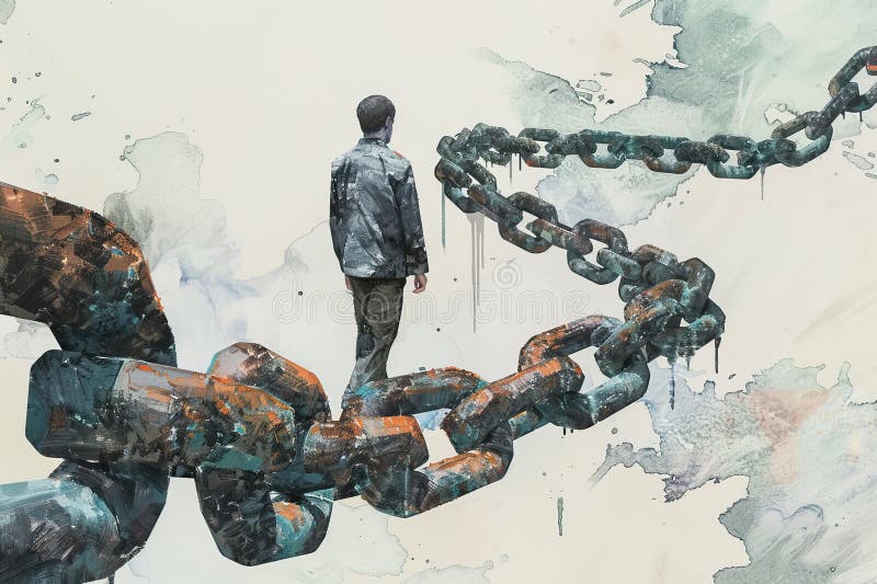 Illustration of Man are Going on the Chain Stock Illustration ...
