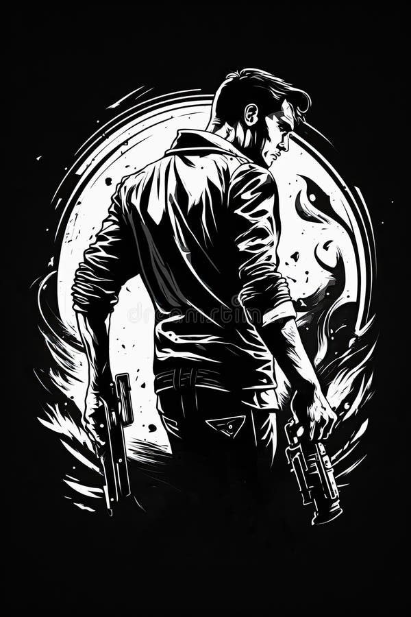 Illustration of a Man with a Gun. Logo. Mafia, Gangster. Design ...